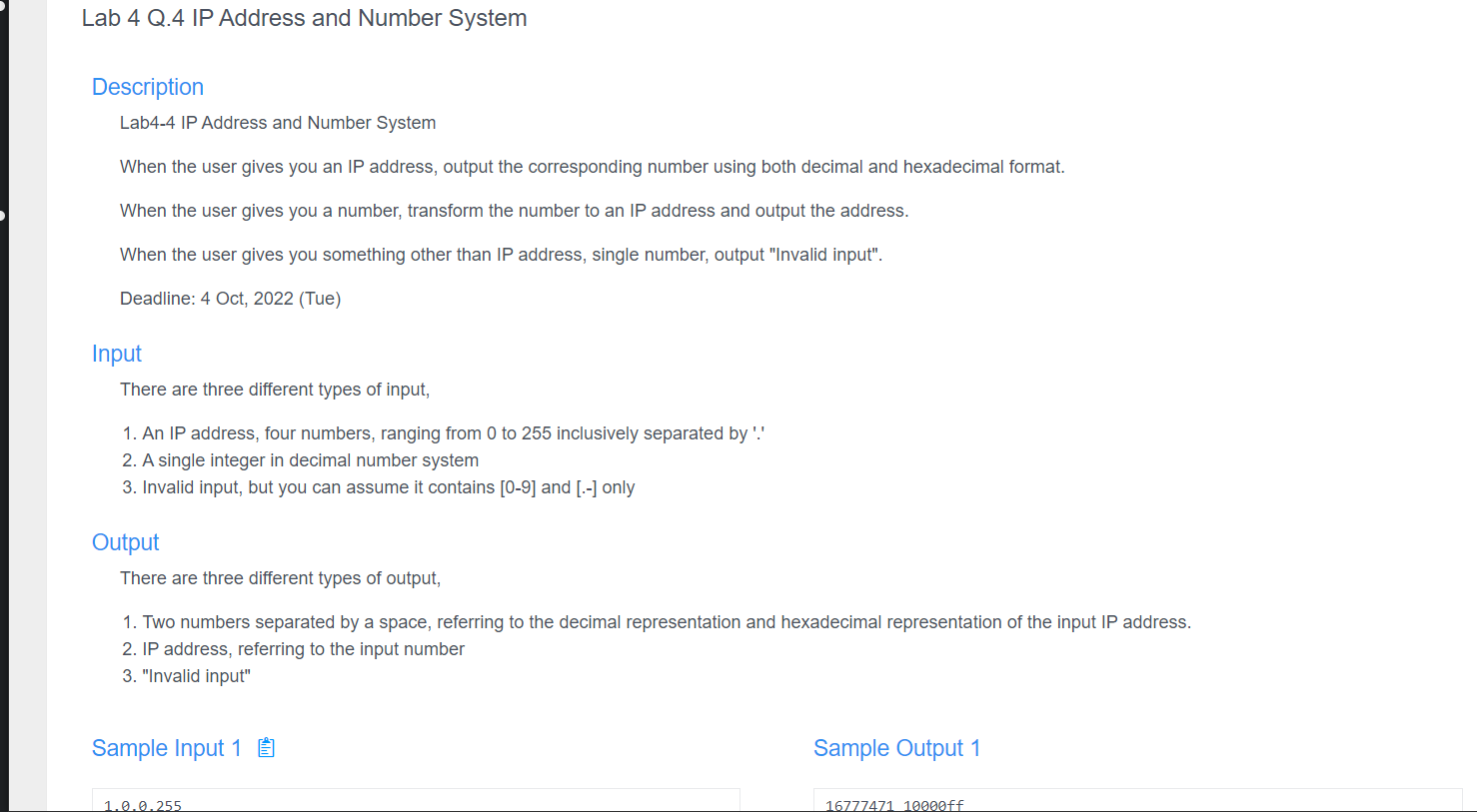 Solved Description Lab4-4 IP Address and Number System When | Chegg.com