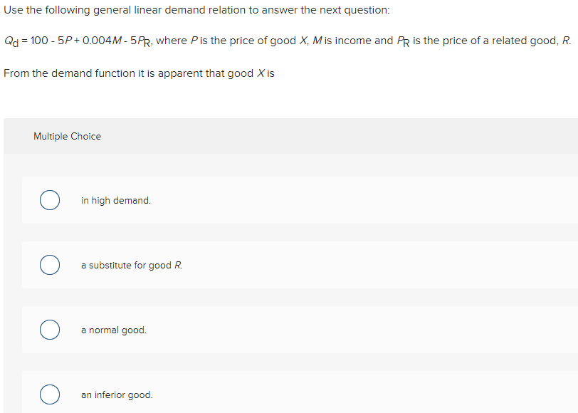 Solved Use the following general linear demand relation to | Chegg.com
