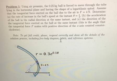 Solved Problem 1: Using air pressure, the 0.25 kg ball is | Chegg.com