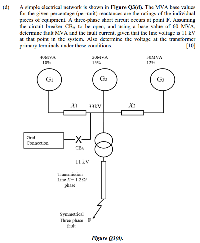 Solved (d) A simple electrical network is shown in Figure | Chegg.com