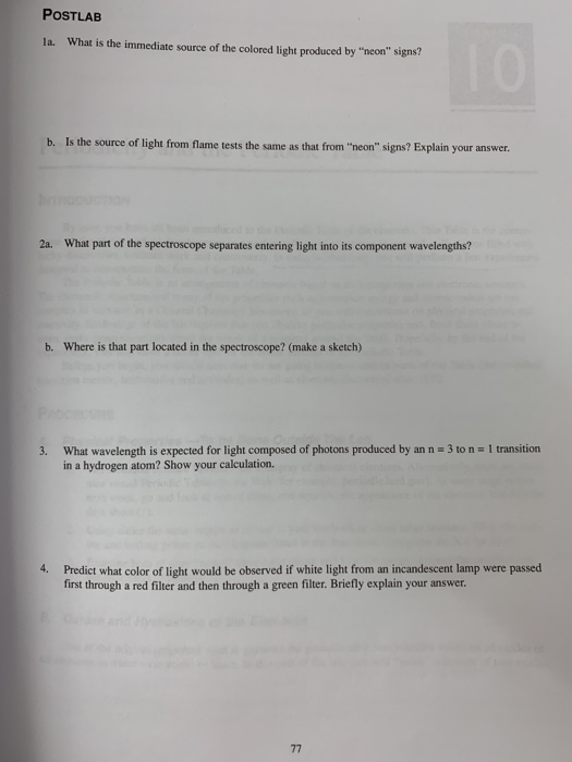 Solved POSTLAB la. What is the immediate source of the | Chegg.com