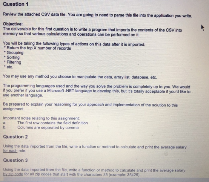 Solved Reading and parsing a CSV data file in java Note: I.) | Chegg.com