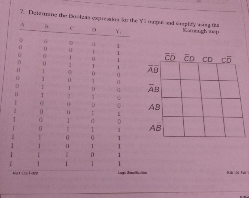 Solved 7. Determine the Boolean expression for the Y1 output | Chegg.com