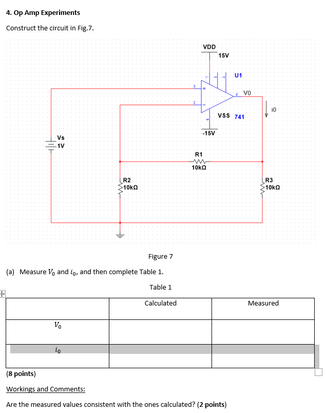 Solved 4 Op Amp Experiments Construct The Circuit In Fig