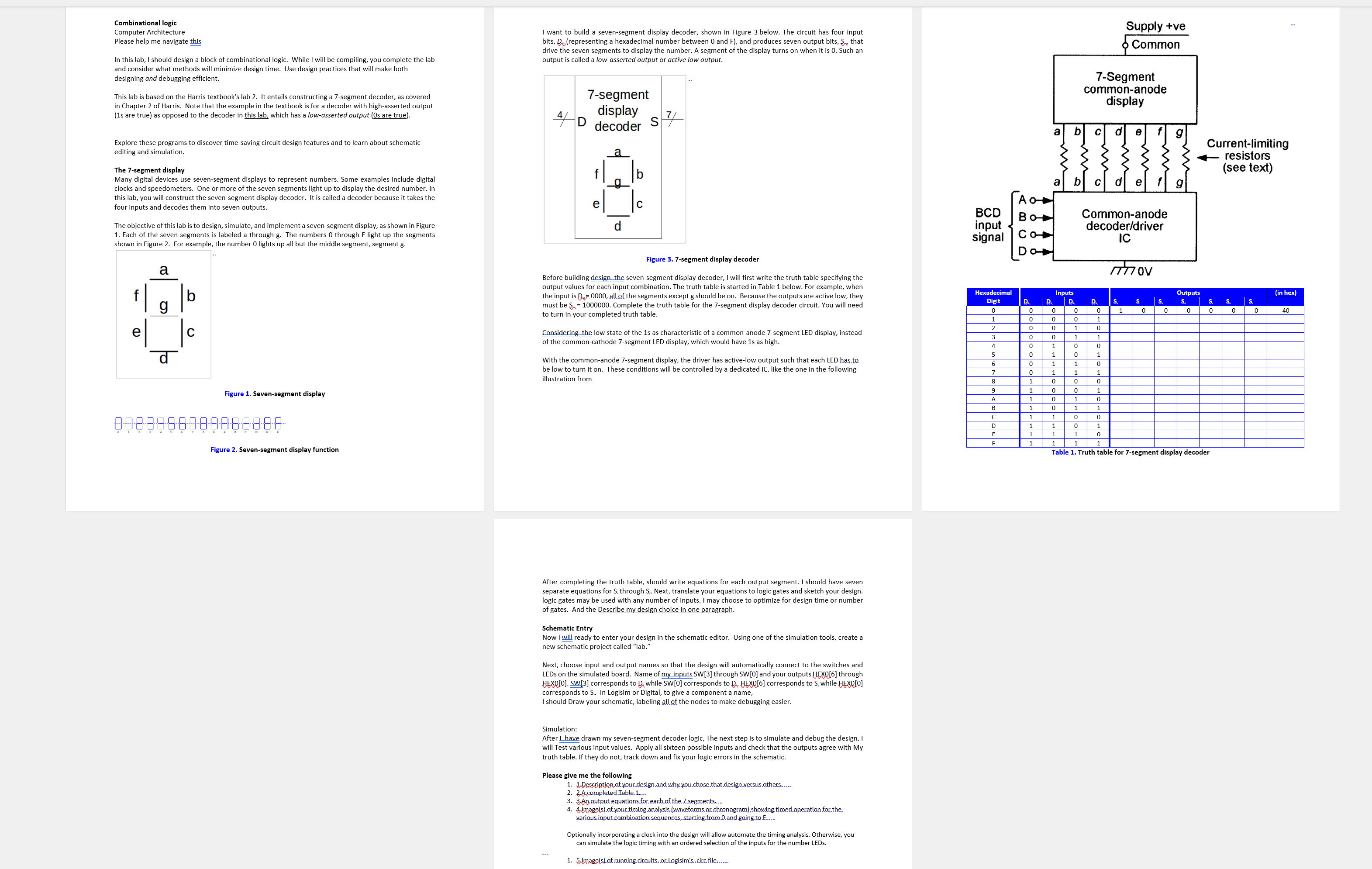 Solved Combinational Logic Computer Architecture Please Help 1750