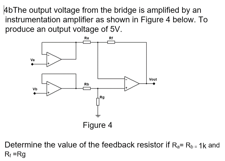 Solved 4b The output voltage from the bridge is amplified by | Chegg.com