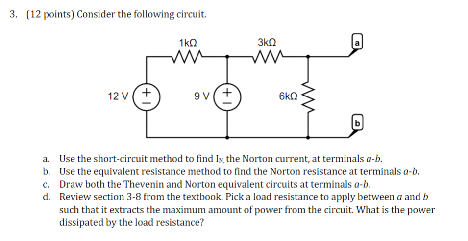 Solved 3. (12 points) Consider the following circuit. a. Use | Chegg.com