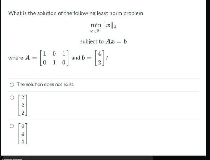 Solved What is the solution of the following least norm | Chegg.com