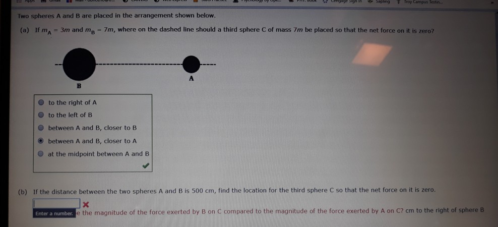 Solved Two spheres A and B are placed in the arrangement | Chegg.com