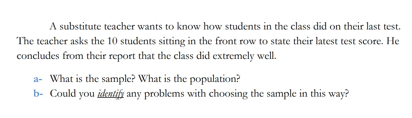 Solved A substitute teacher wants to know how students in | Chegg.com
