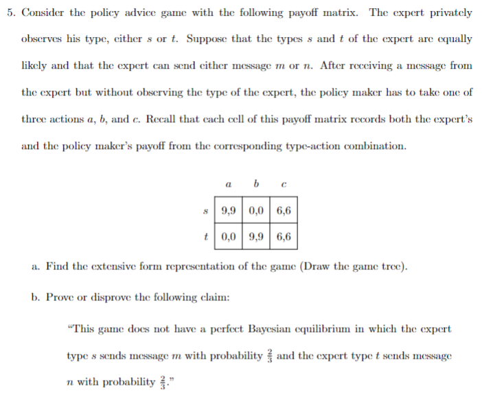 Solved Please help me solve this game theory exercise. | Chegg.com