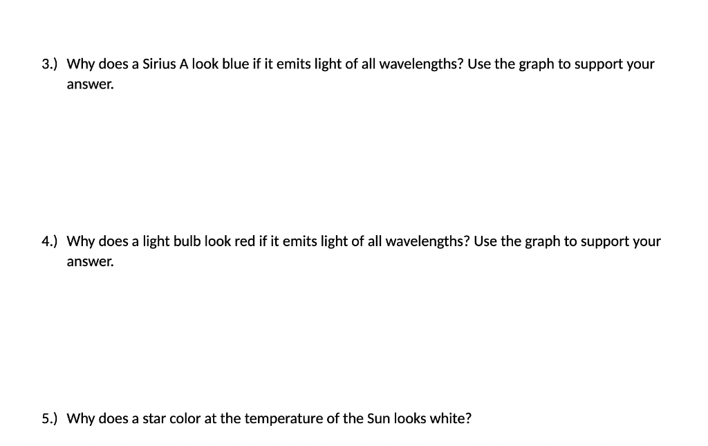 Solved 3.) Why does a Sirius A look blue if it emits light | Chegg.com