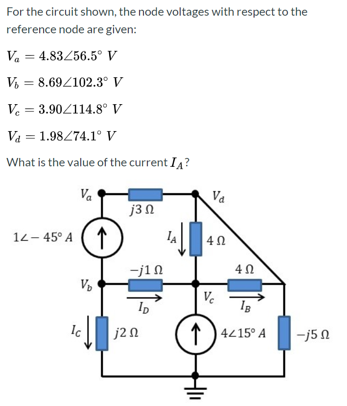 Solved For the circuit shown, the node voltages with respect | Chegg.com
