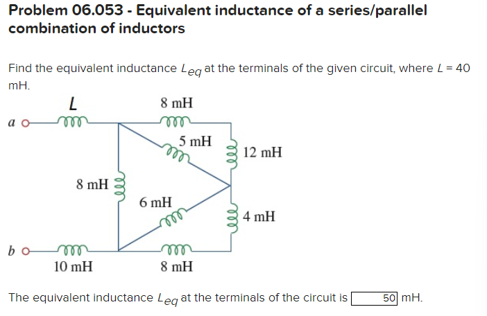 Solved Problem 06.053 - Equivalent inductance of a | Chegg.com