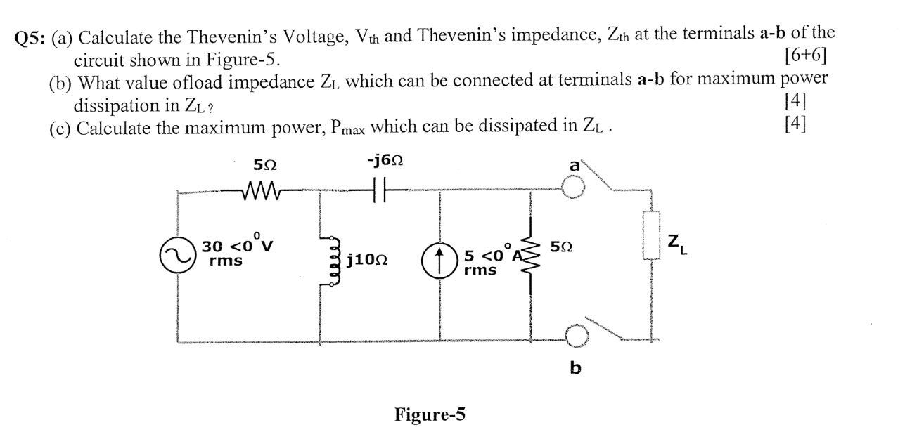 Solved Q5: (a) Calculate the Thevenin's Voltage,, Vth and | Chegg.com