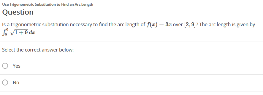 Solved Use Trigonometric Substitution to Find an Arc Length | Chegg.com