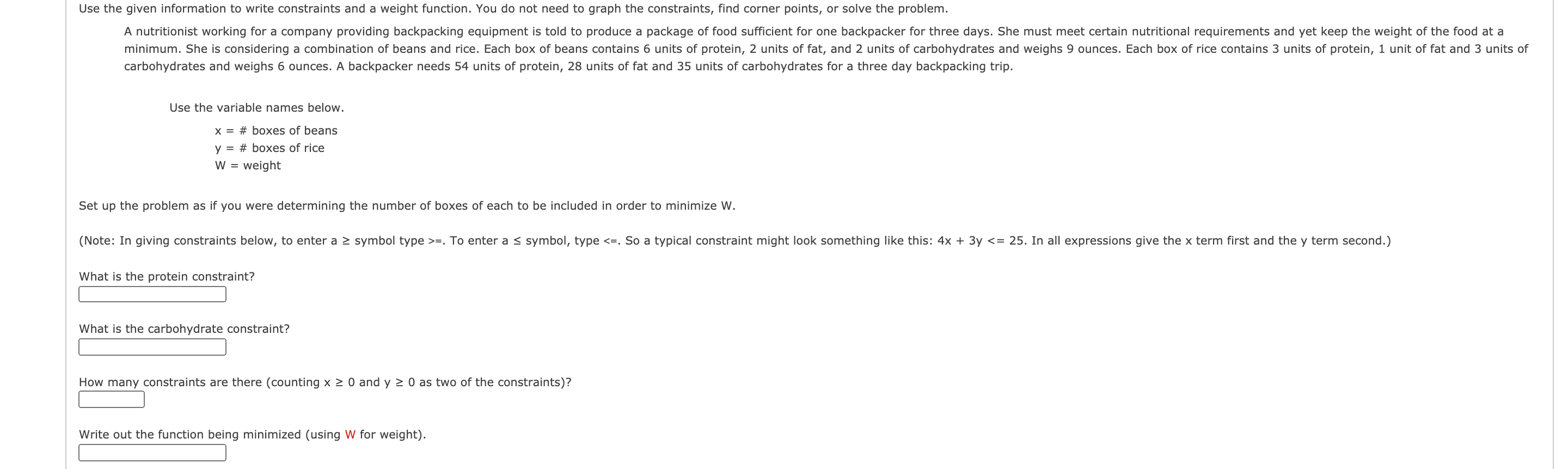 Solved Use the given information to write constraints and a | Chegg.com