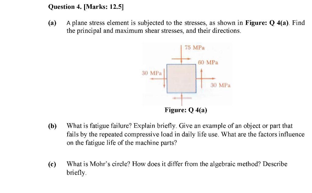 Solved Question 4. [Marks: 12.5] (a) A plane stress element | Chegg.com
