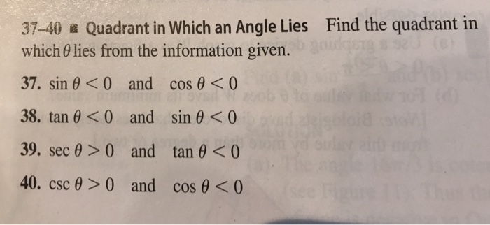 Solved Find the quadrant in which lies from the information | Chegg.com