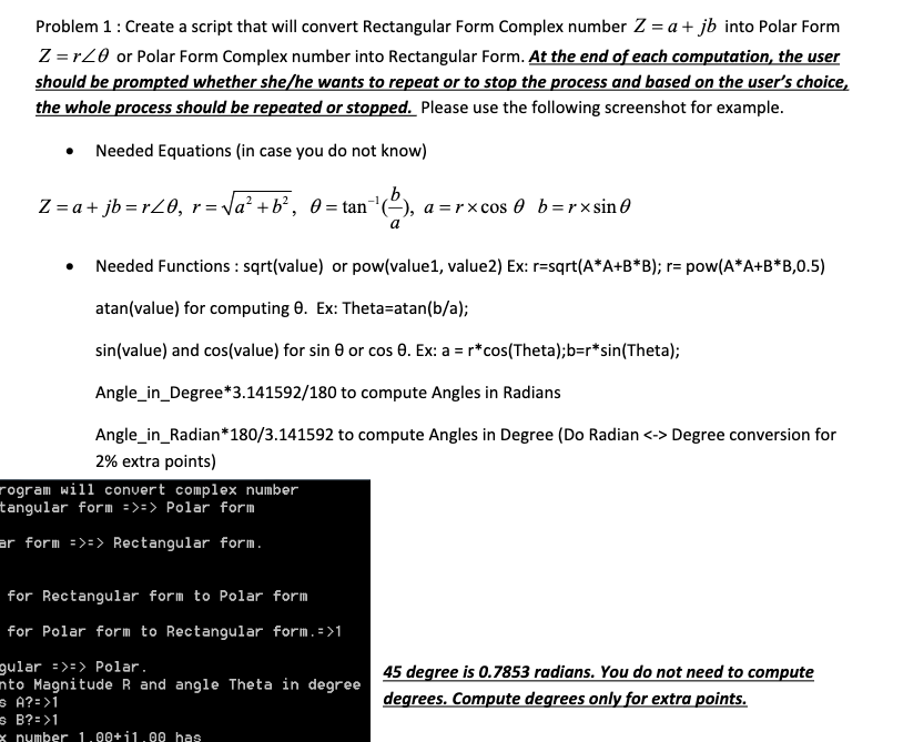 Problem 1: Create a script that will convert | Chegg.com