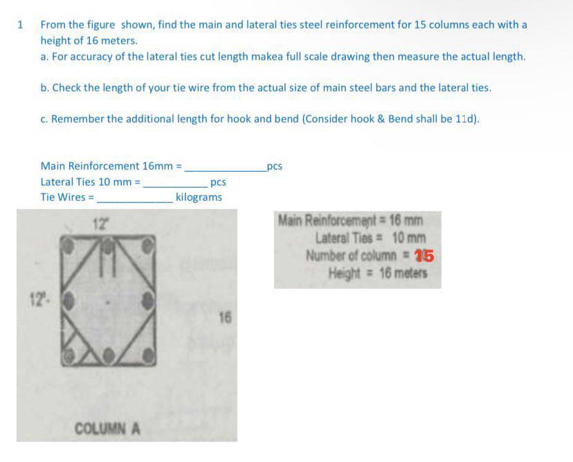 Solved 1 From the figure shown, find the main and lateral | Chegg.com