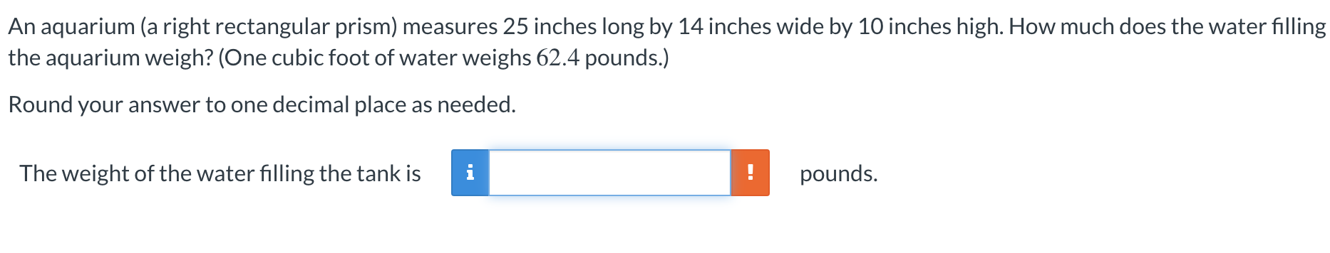 Solved An aquarium (a right rectangular prism) measures 25 | Chegg.com