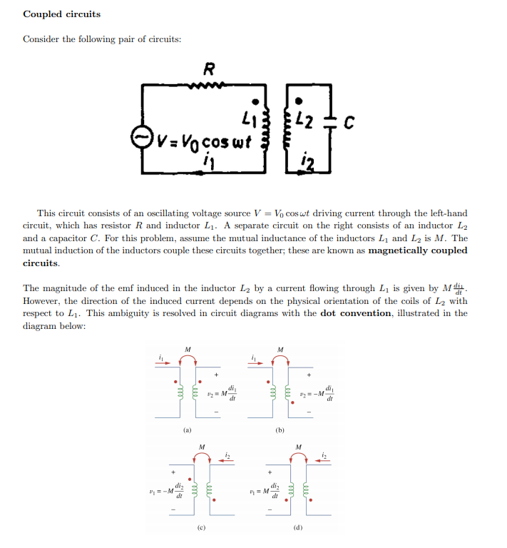 Solved: Coupled Circuits Consider The Following Pair Of Ci... | Chegg.com