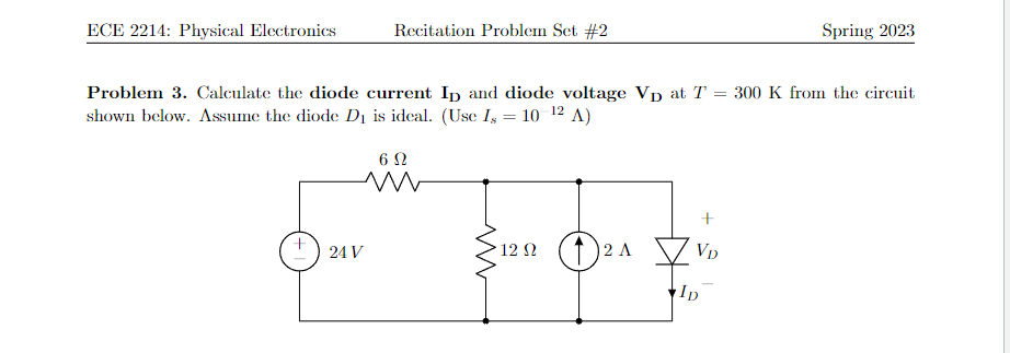 Solved ECE 2214: Physical ElectronicsRecitation Problem Set | Chegg.com