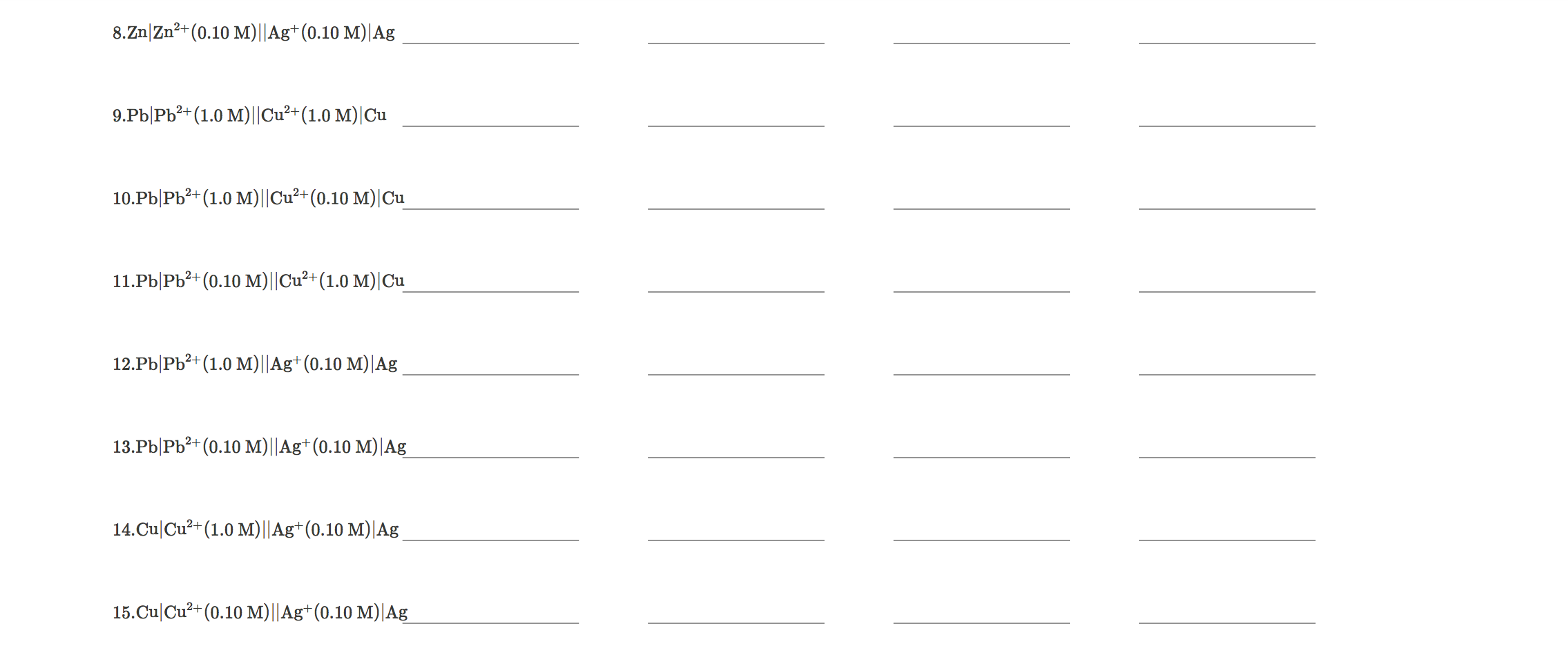 Solved Table 1. Voltaic cells data table Ecell (measured) | Chegg.com