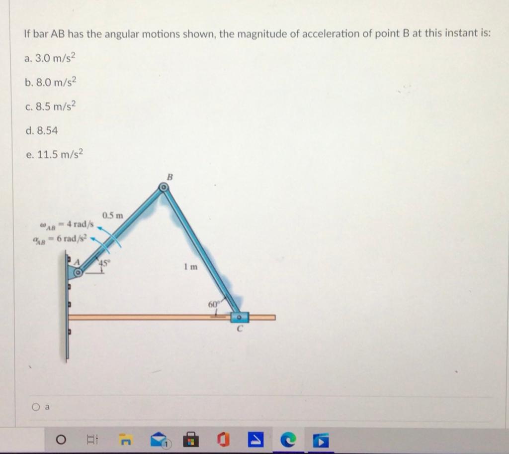 Solved If bar AB has the angular motions shown, the | Chegg.com