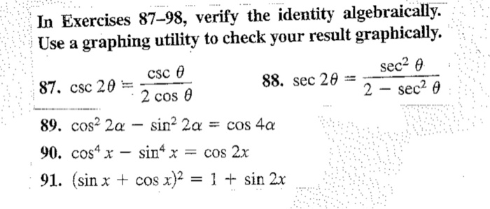 Solved In Exercises 87-98, verify the identity | Chegg.com