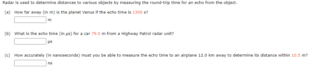 Solved Radar is used to determine distances to various | Chegg.com