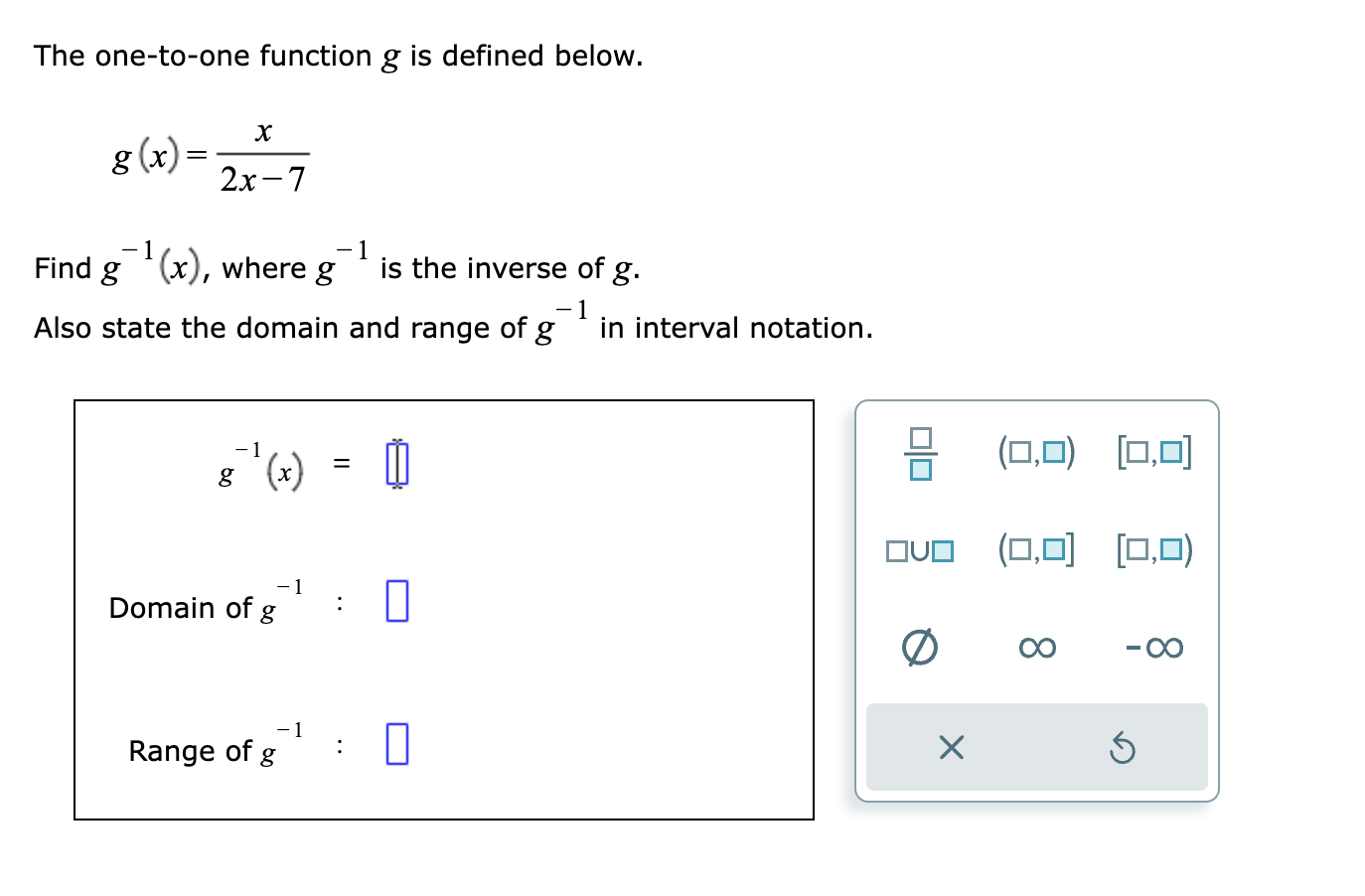 Solved The one-to-one function g is defined below. | Chegg.com