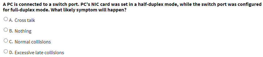 Solved A PC is connected to a switch port. PC's NIC card was | Chegg.com