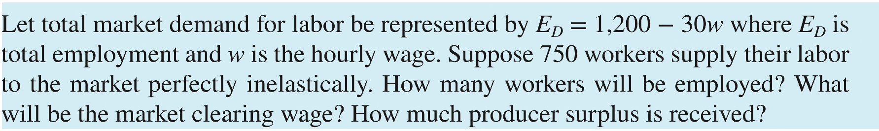 Solved Let total market demand for labor be represented by | Chegg.com