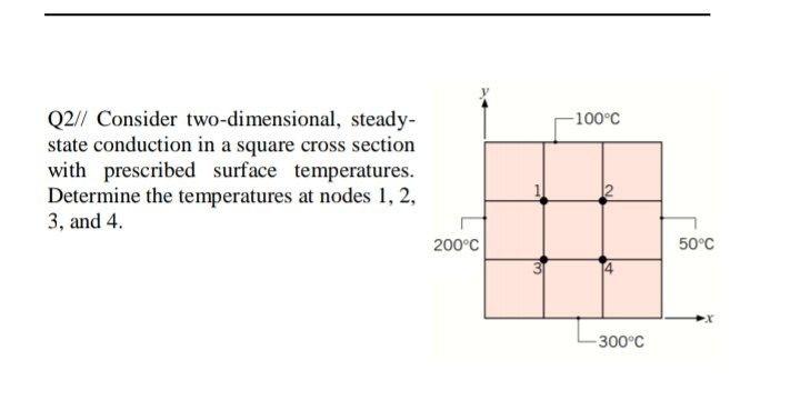 Solved -100°C Q2// Consider two-dimensional, steady- state | Chegg.com