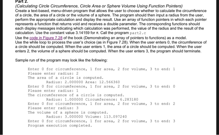 (Solved) : Part 2 Calculating Circle Circumference Circle Area Sphere ... (Solved) : Part 2 Calculating Circle Circumference Circle Area Sphere ...