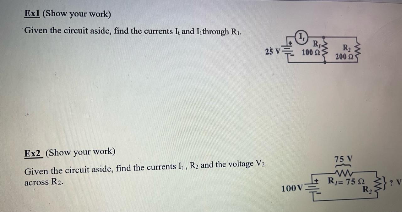Solved Ex1 (Show your work) Given the circuit aside, find | Chegg.com