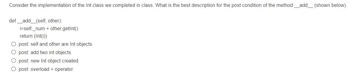 Solved Consider the implementation of the Int class we | Chegg.com