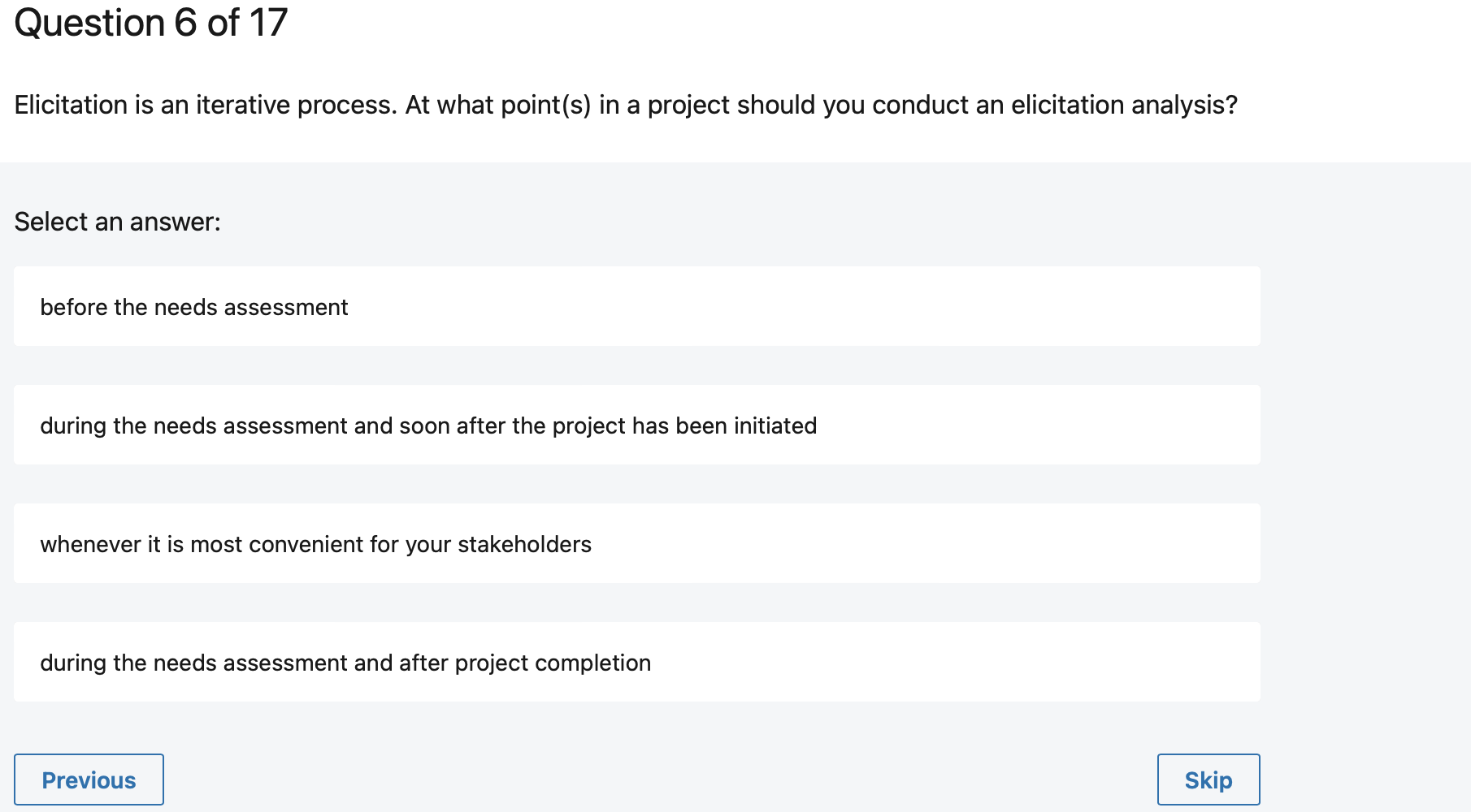 Solved Question 6 ﻿of 17Elicitation is an iterative process. | Chegg.com