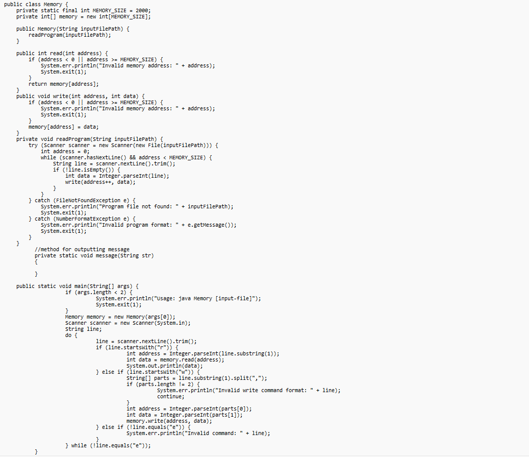 Solved Need help with my CPU and Memory Java programs: I | Chegg.com