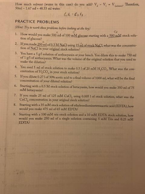 Solved How much solvent (water in this case) do you add? | Chegg.com