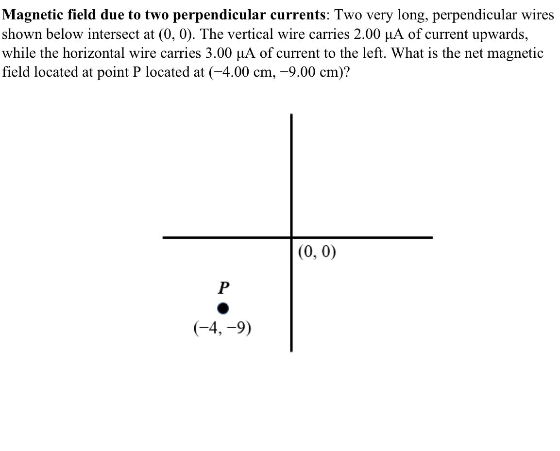 Solved Magnetic field due to two perpendicular currents: Two | Chegg.com