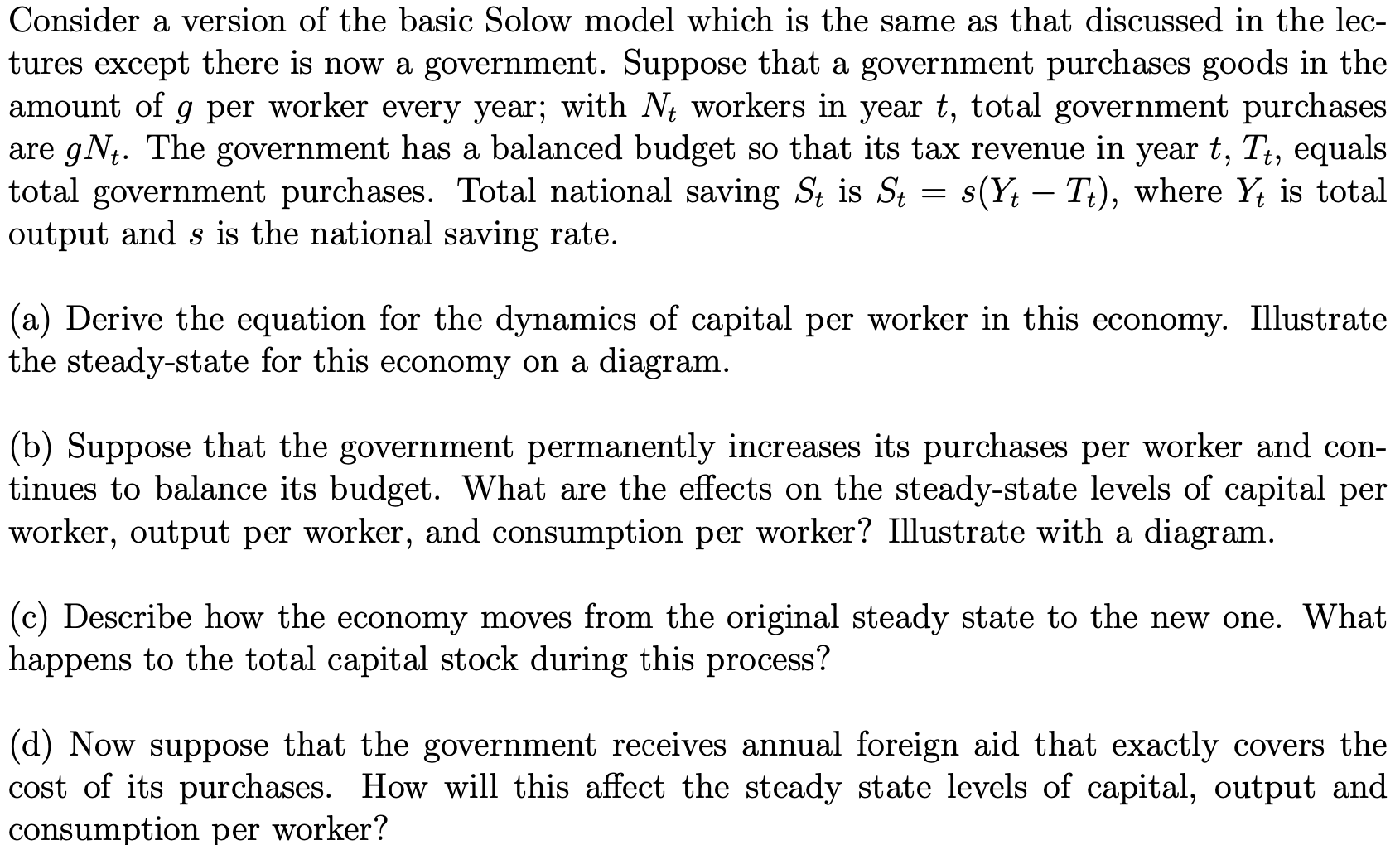 Solved Consider a version of the basic Solow model which is | Chegg.com