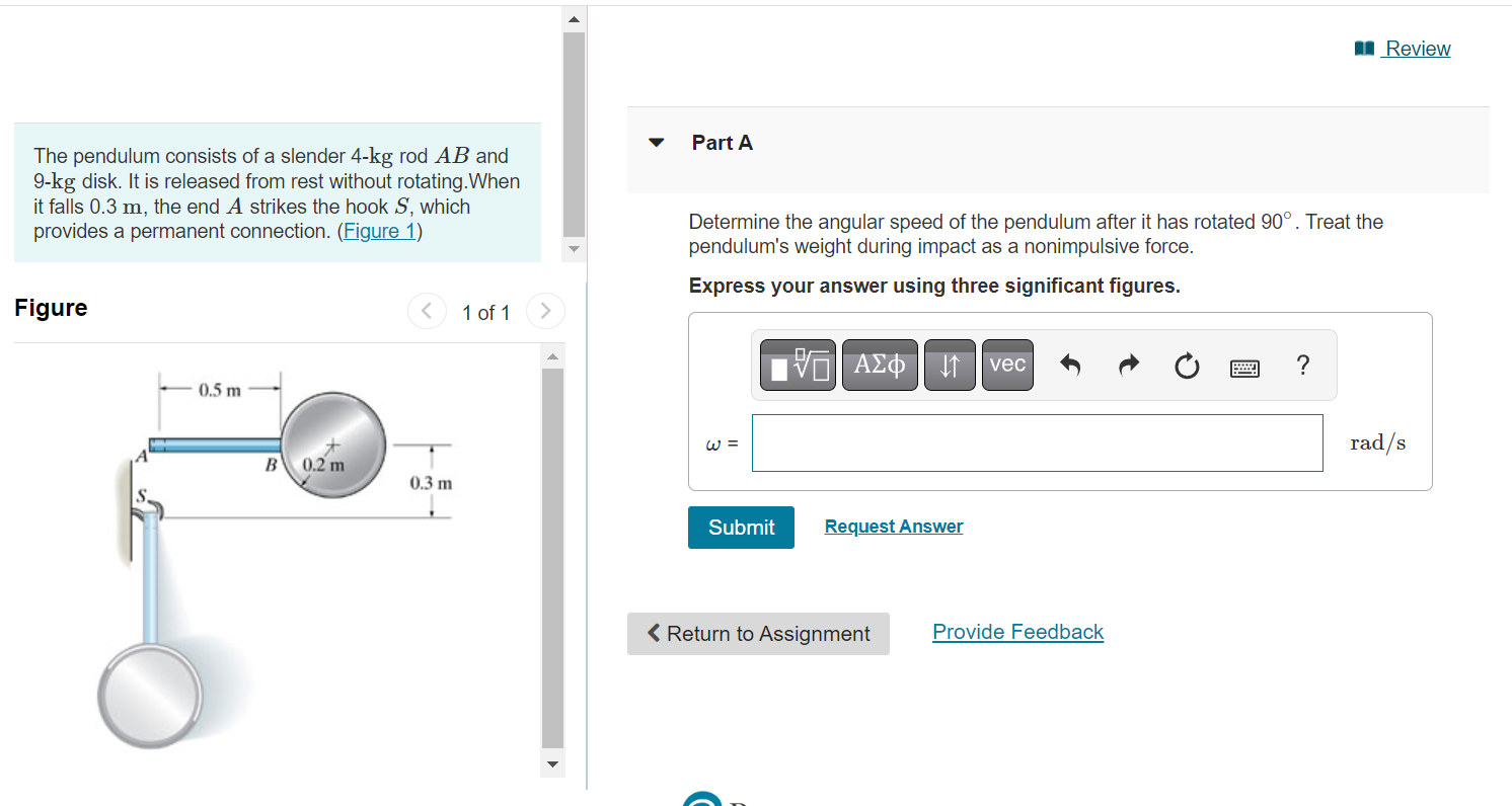 Solved The pendulum consists of a slender 4-kg rod AB and | Chegg.com
