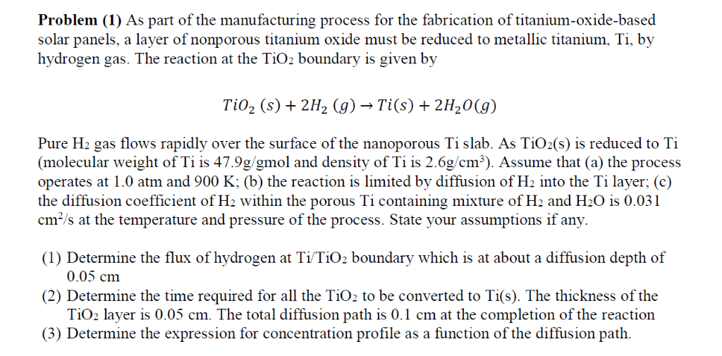 Problem (1) As part of the manufacturing process for | Chegg.com