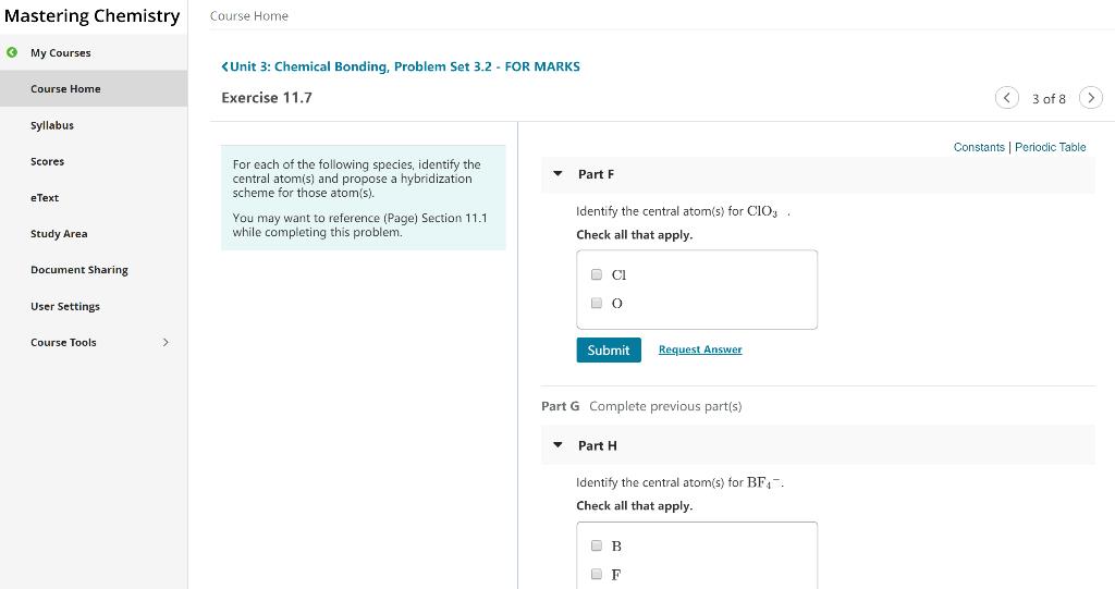 Solved Mastering Chemistry Course Home My Courses Syllabus | Chegg.com
