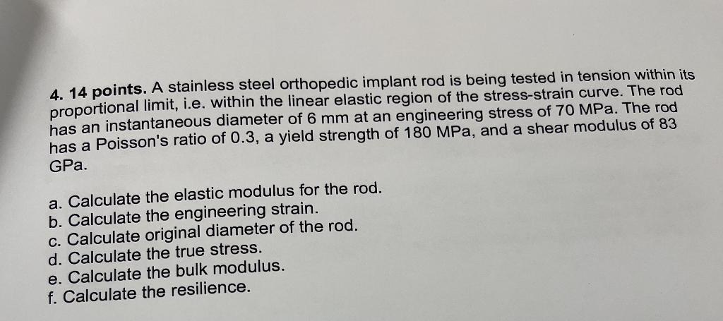 Solved 4. 14 points. A stainless steel orthopedic implant | Chegg.com