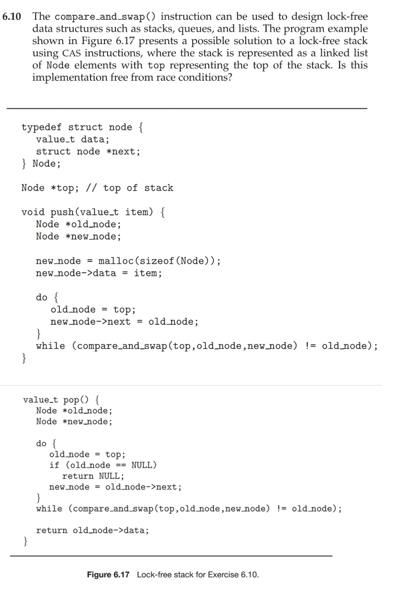 Solved 6.10 The compare_and_swap() instruction can be used | Chegg.com