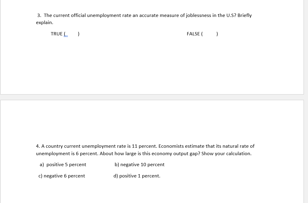 Solved 3. The current official unemployment rate an accurate | Chegg.com